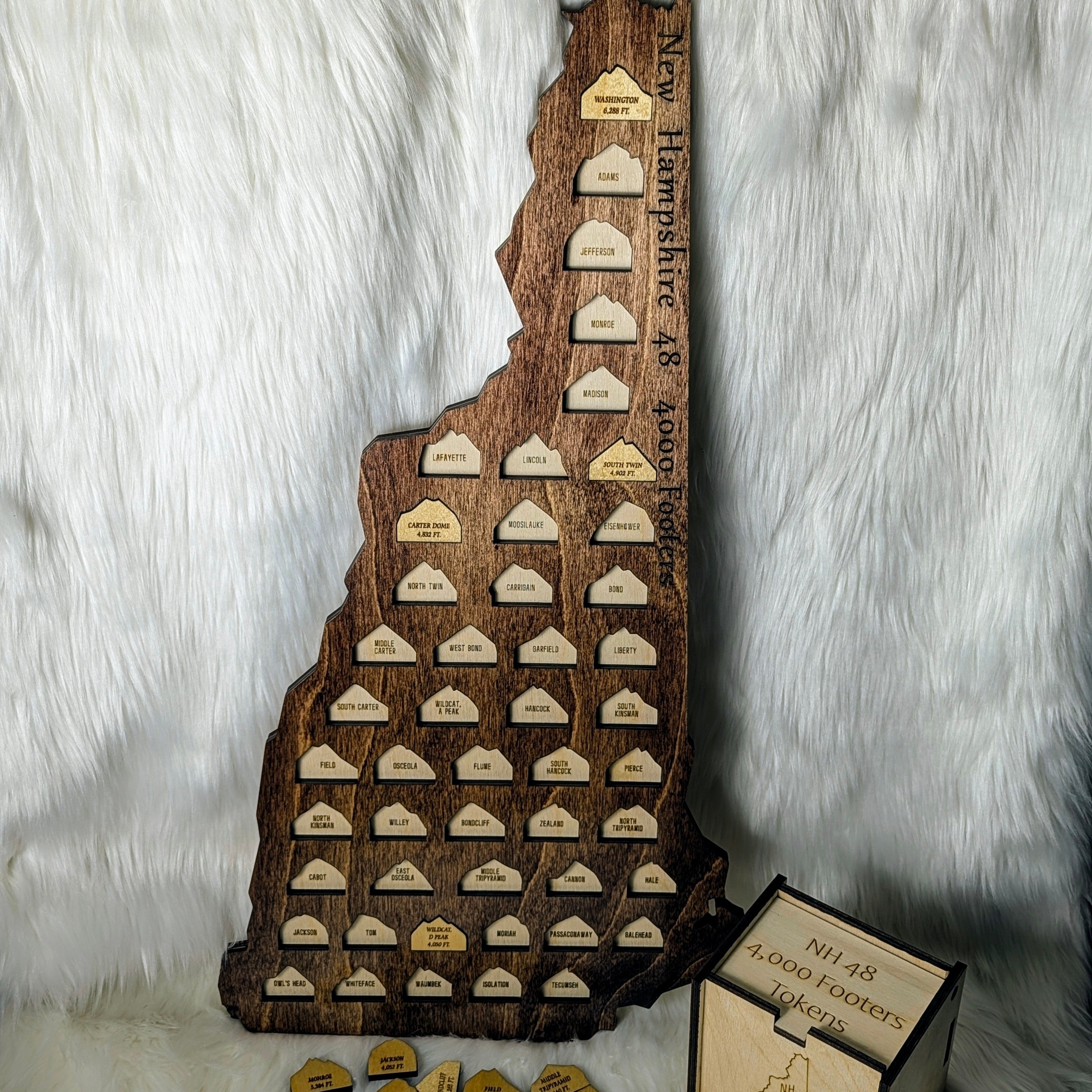 NH 48 4000 Footers Tracker - NH Map Shape | Lu's Studio Laser Arts and ...